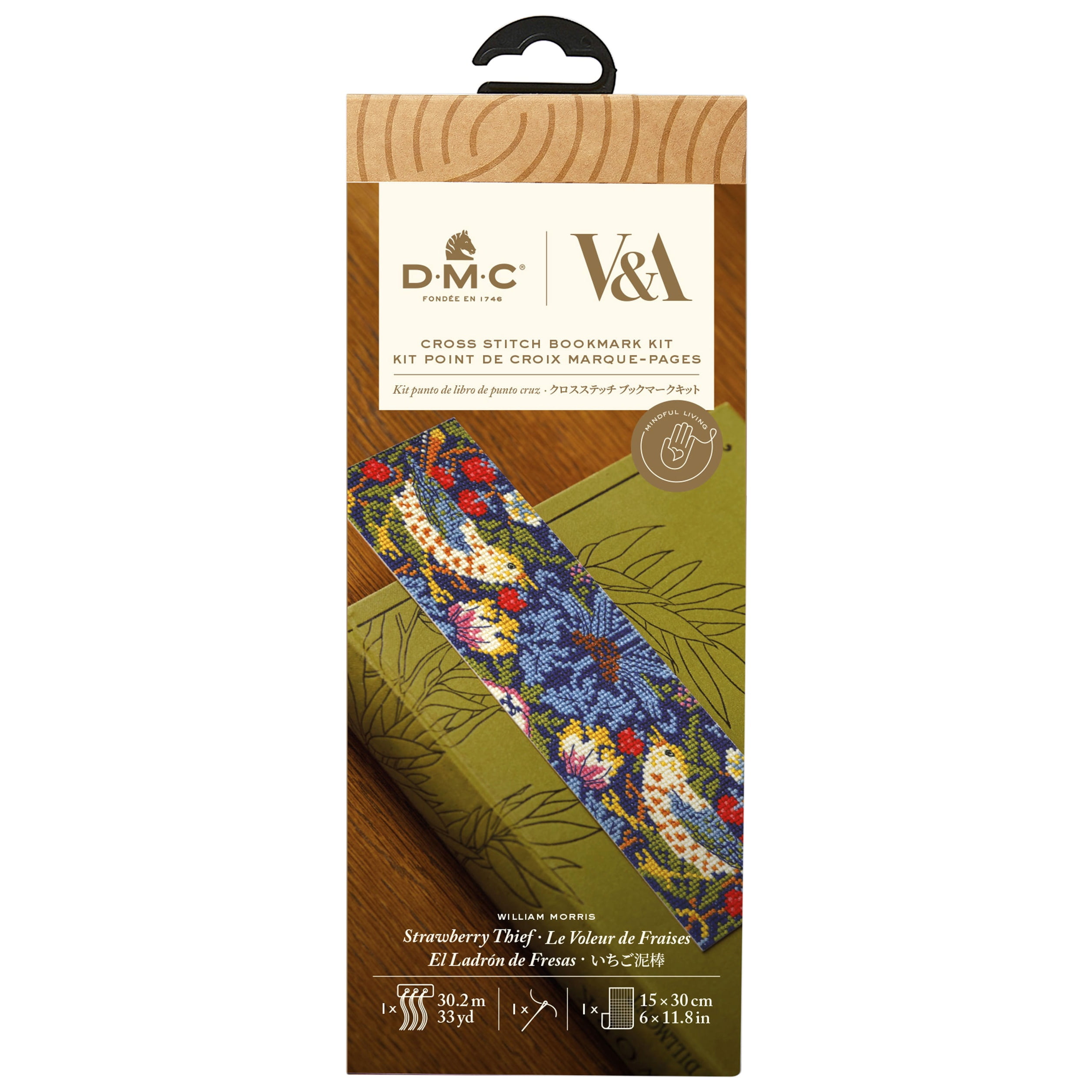 DMC V&A Advanced Bookmark Cross Stitch Kit by William Morris-Strawberry ...