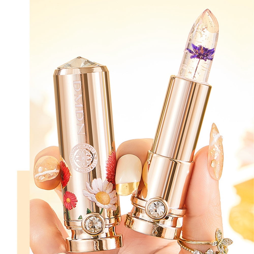 DMDN Crystal Petals Gold Foil Warm Lipstick Not Easy to Stick Cup ...