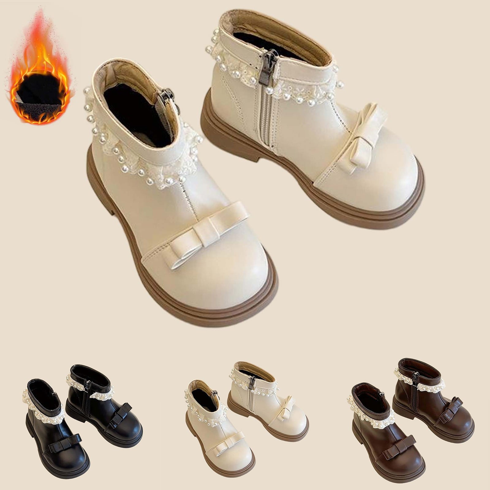 DMDUOU Basic Ankle Boots for Girls Side Zipper Soft Sole Solid ...