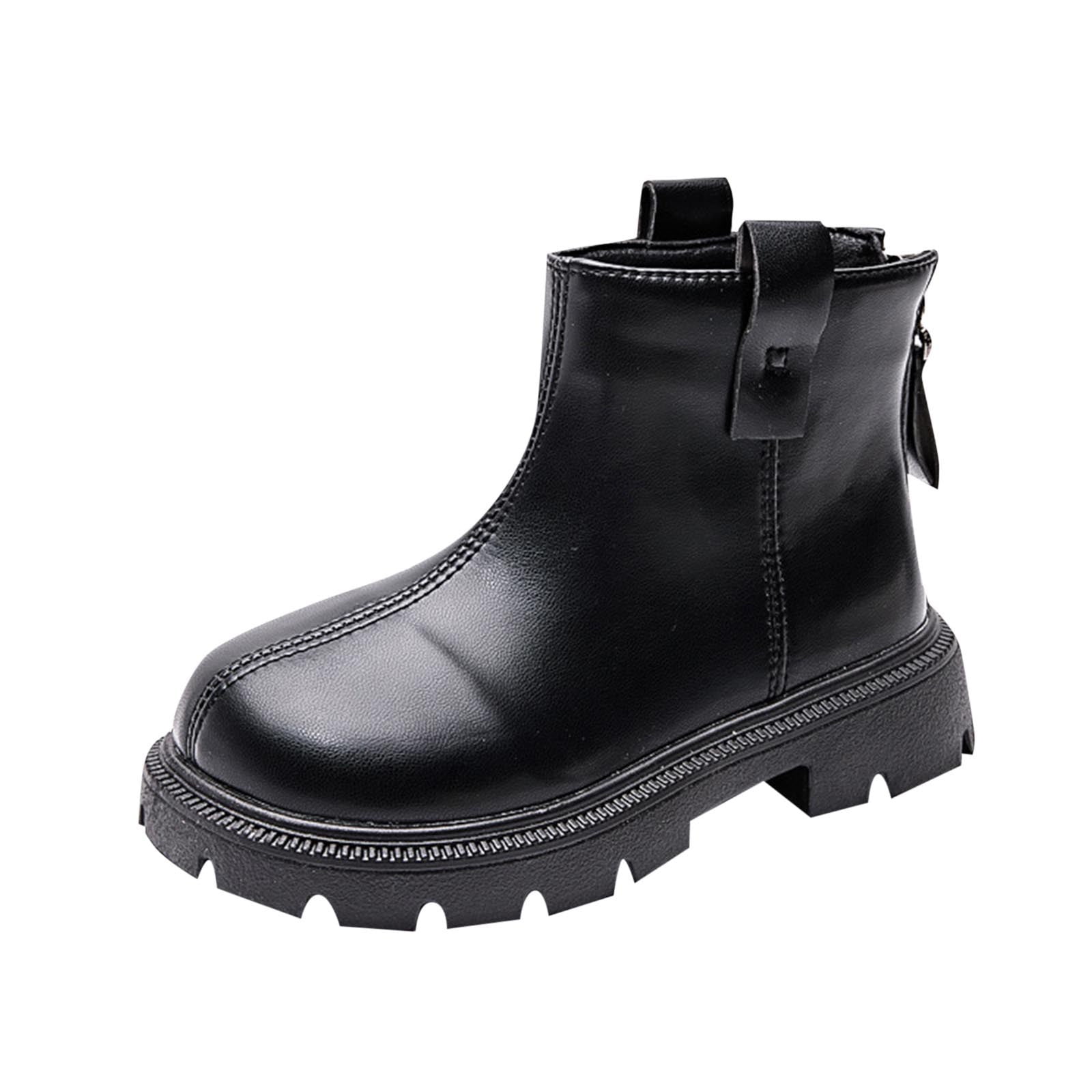 DMDUOU Fashion Autumn and Winter Girls Boots Round Toe Flat Sole Thick ...