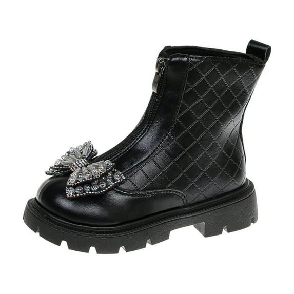 DMDUOU Girl Lace Up White Boots Mid Calf Riding Boot PU Leather Side ...