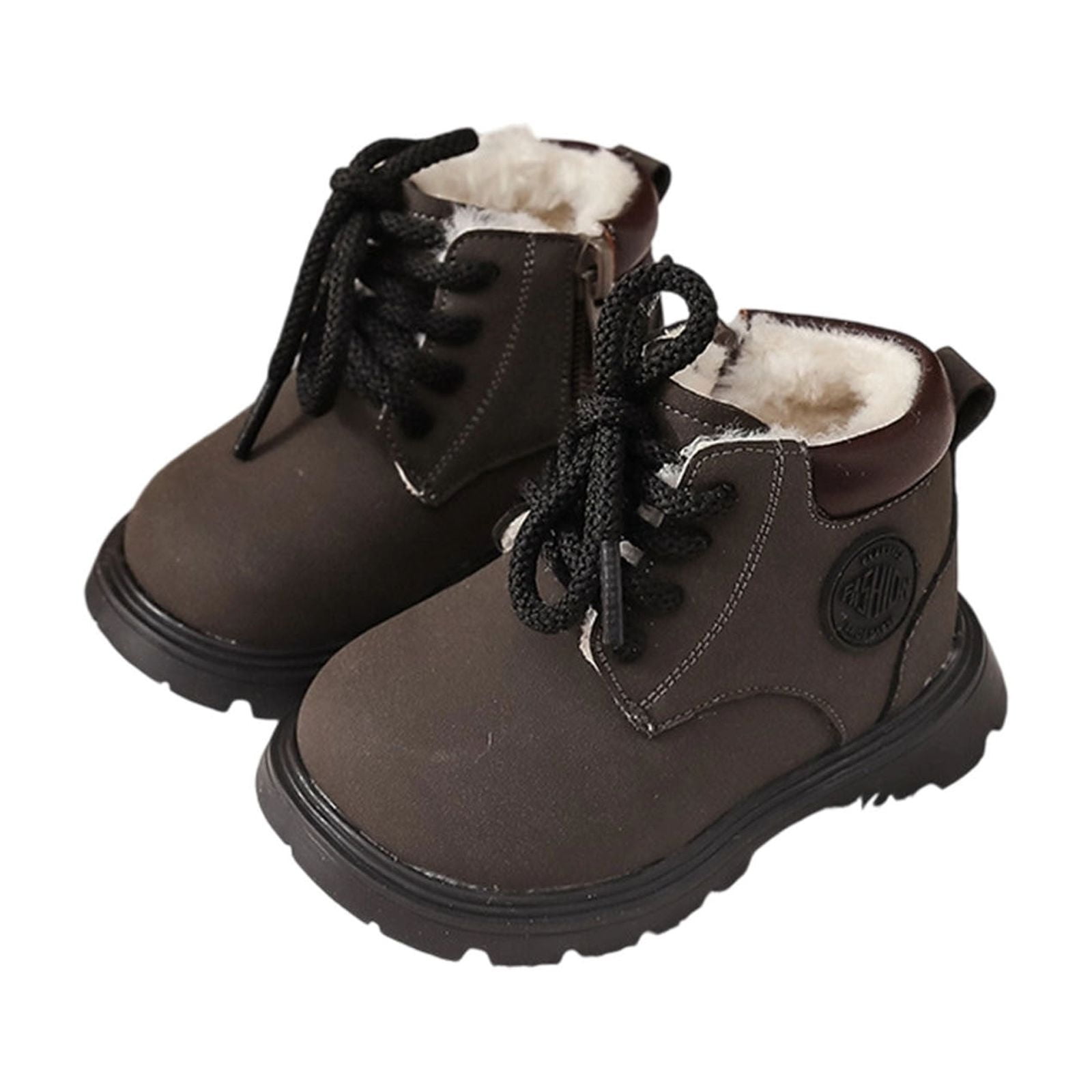 DMDUOU Girl Outdoors Thermal Snow Boots Fleece Lined Side Zipper ...