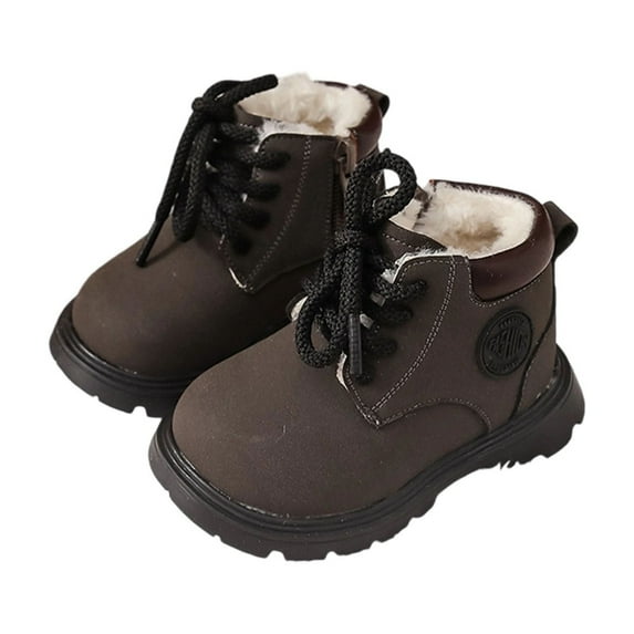 DMDUOU Girl Outdoors Thermal Snow Boots Fleece Lined Side Zipper ...