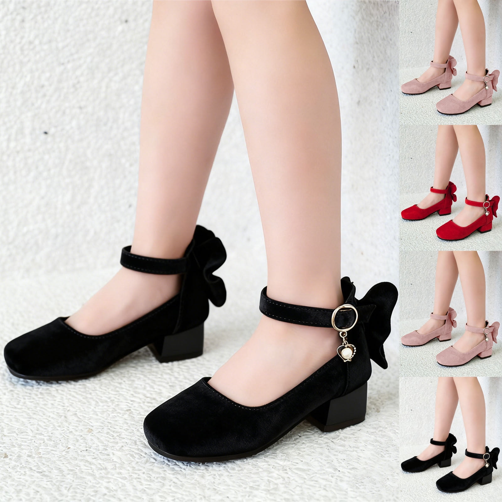 DMDUOU Girl's Mary Jane Shoes Chunky Block Heel Round Toe Office Work ...