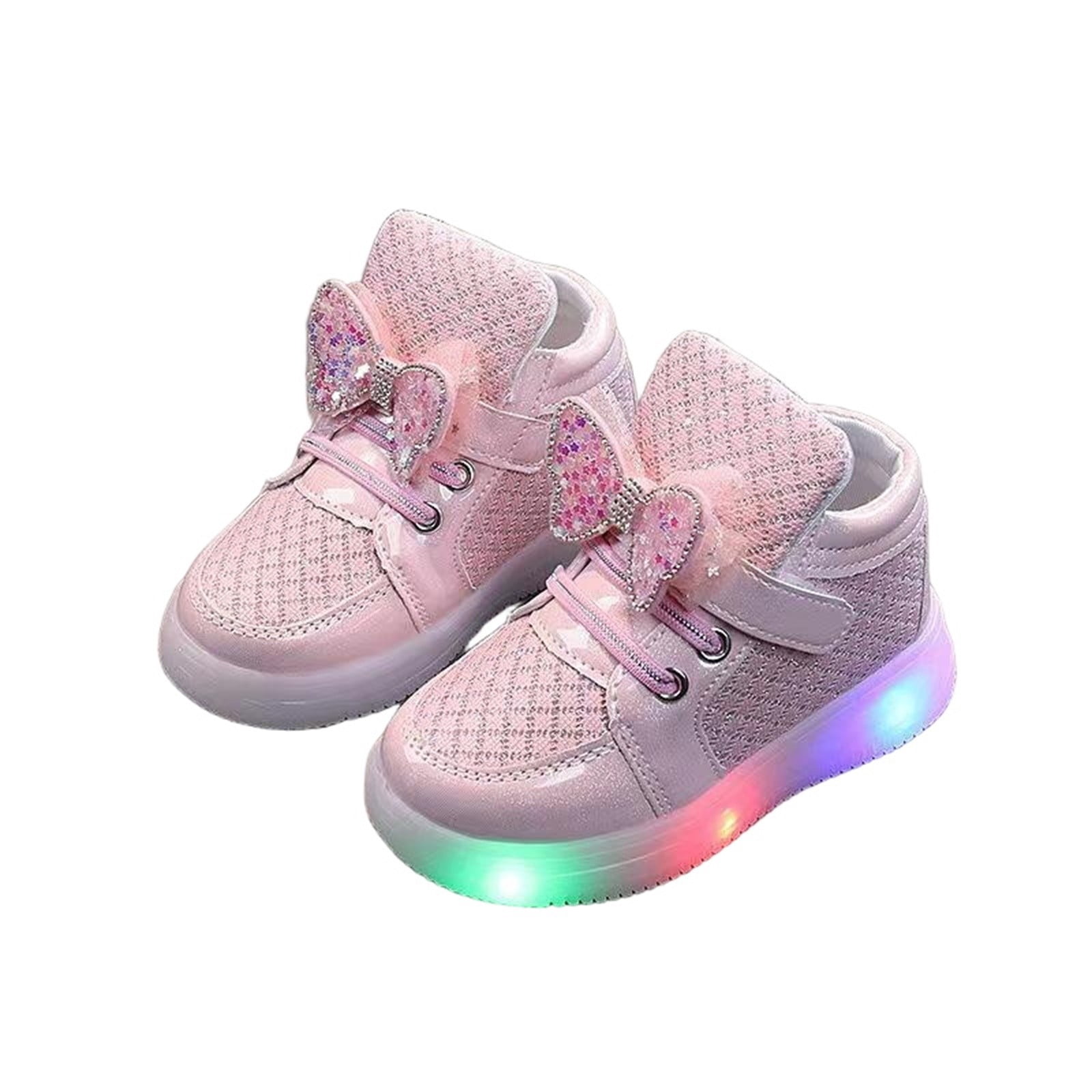 DMDUOU Girls Shoes Light-Up Sneakers Kid Cute Bow High Top Shoes with ...