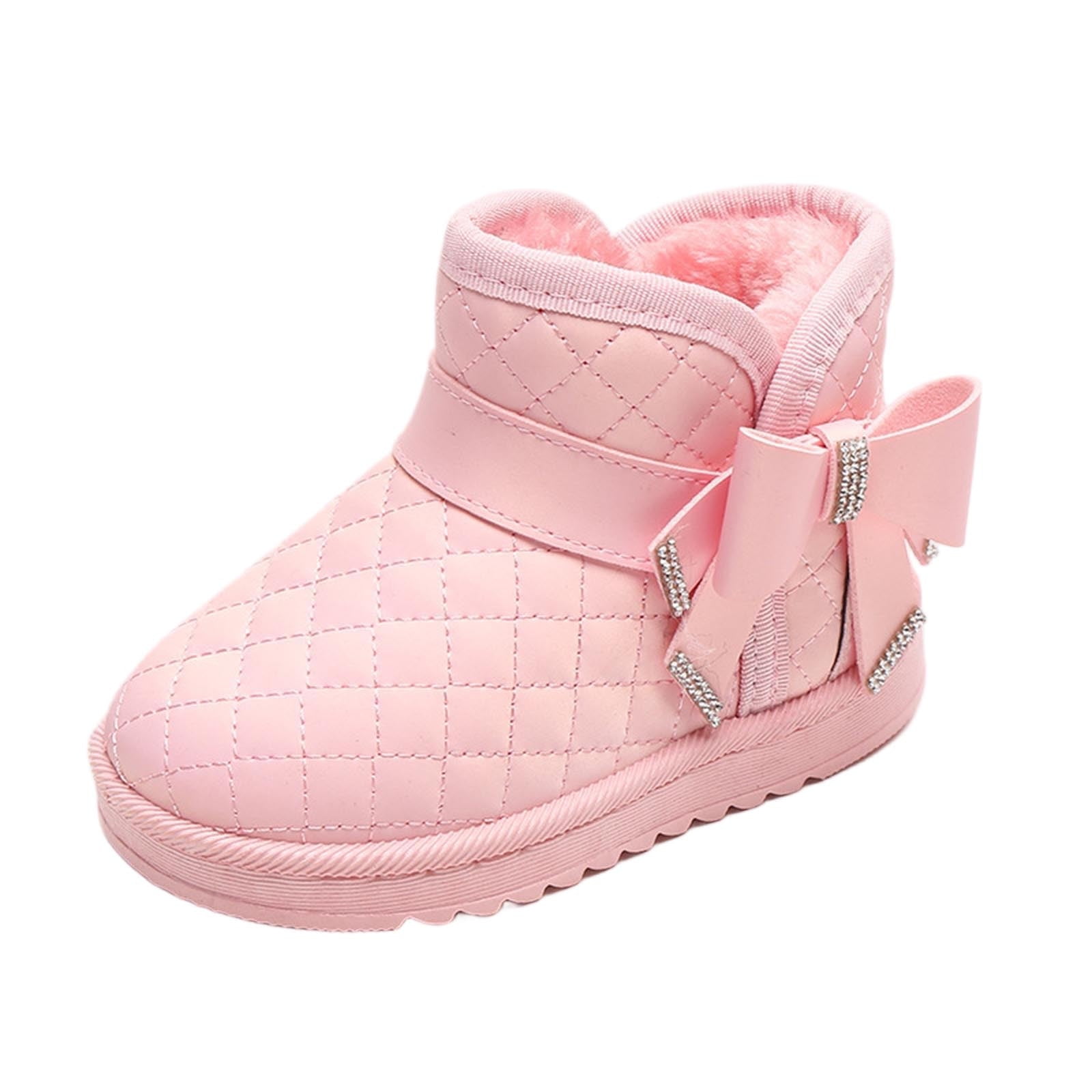 DMDUOU Girls Winter Warm Fuzzy LiningThick Snow Boots Cute Bowknot ...