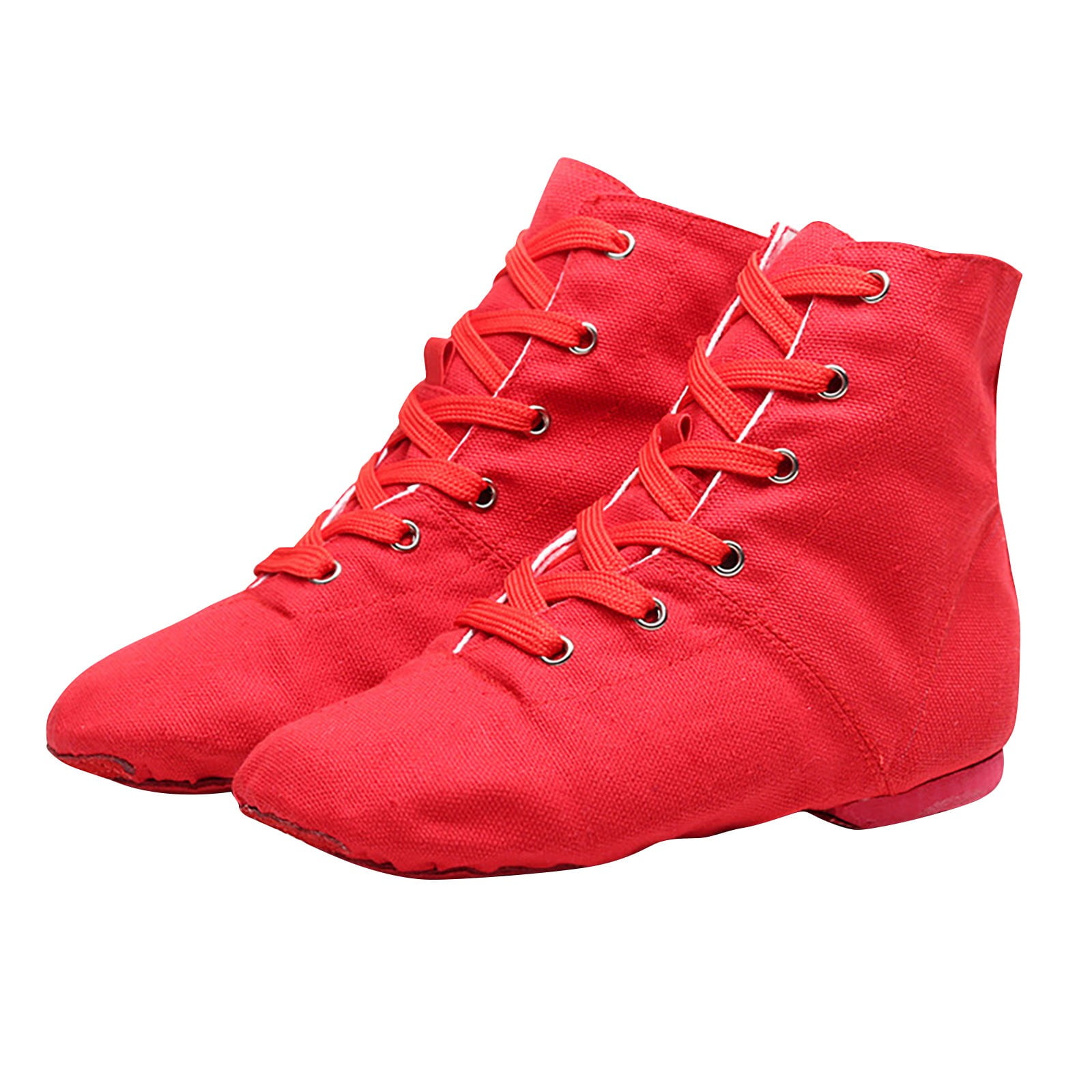 DMDUOU Jazz Boots for Mens Women Canvas Dance Boots Lace Up Ankle Split ...