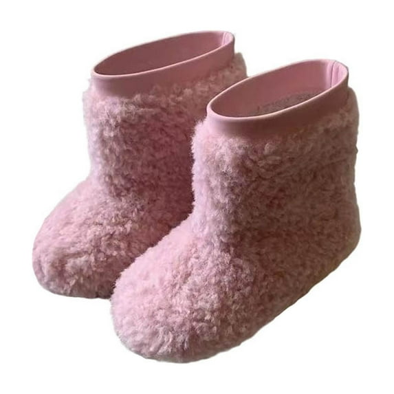 DMDUOU Toddler Girls Faux Fur Snow Boots Fluffy Furry Mid Calf Boots ...