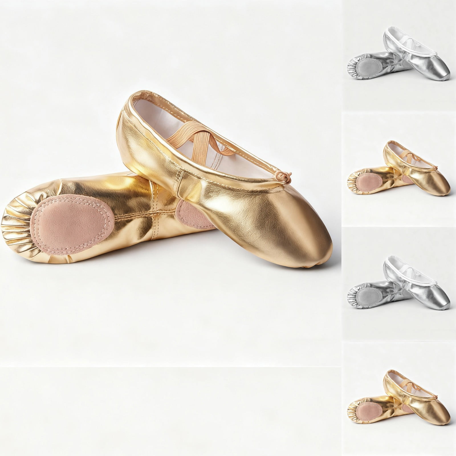DMDUOU Womens PU Leather Ballet Slippers Dance Shoes Split Sole Belly ...