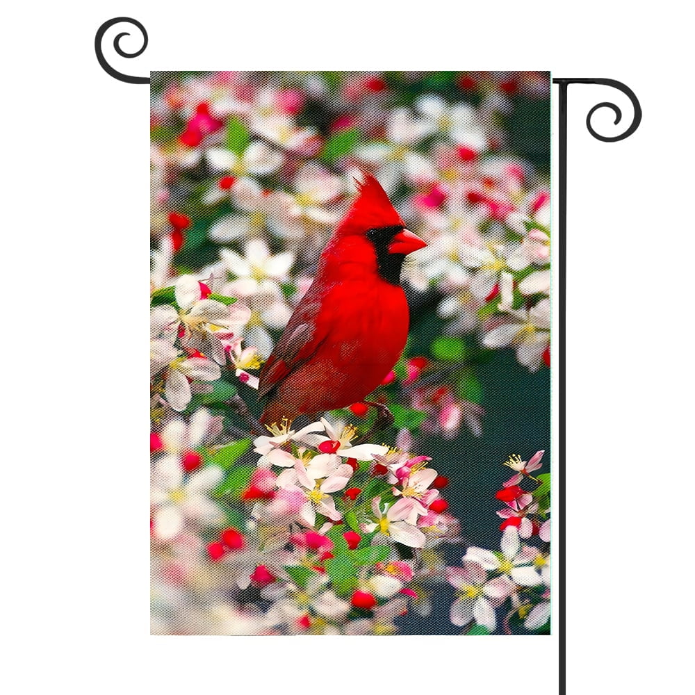 DMERBYL Cardinal Garden Flag Red Birds Floral Spring Garden Flags ...