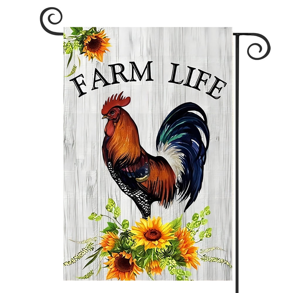 DMERBYL Farm Life Flag, Welcome Garden Yard Flag, Chicken Rooster ...