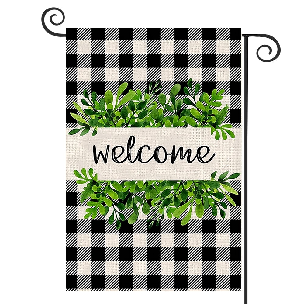 DMERBYL Garden Flag for Outside Buffalo Plaid Check Welcome Flags Small ...