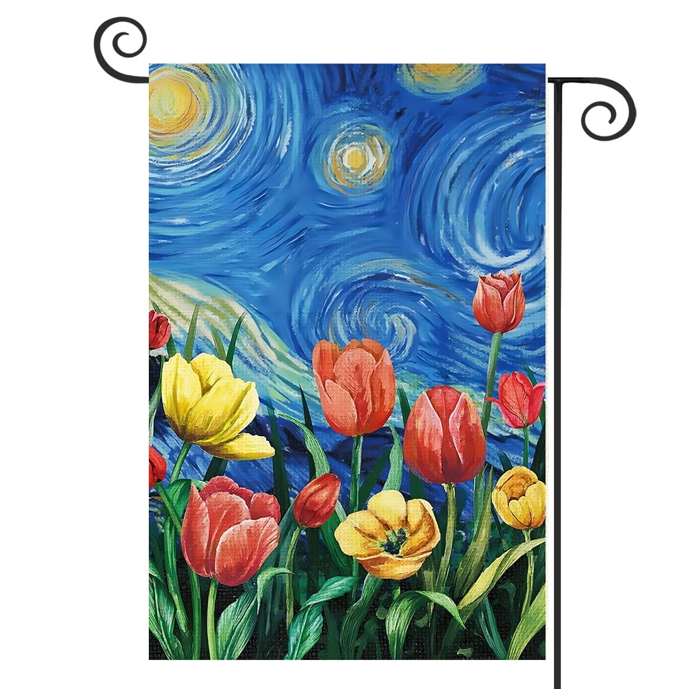 DMERBYL Spring Tulip Garden Flag 12x18 Double Sided, Burlap Farmhouse ...