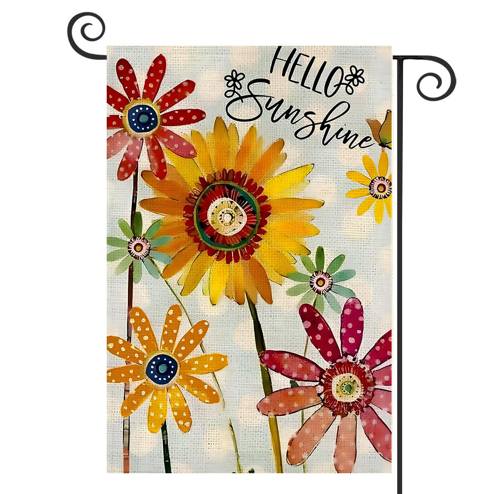 DMERBYL Summer Flowers Garden Flag 12x18 Inch Double Sided,Hello ...