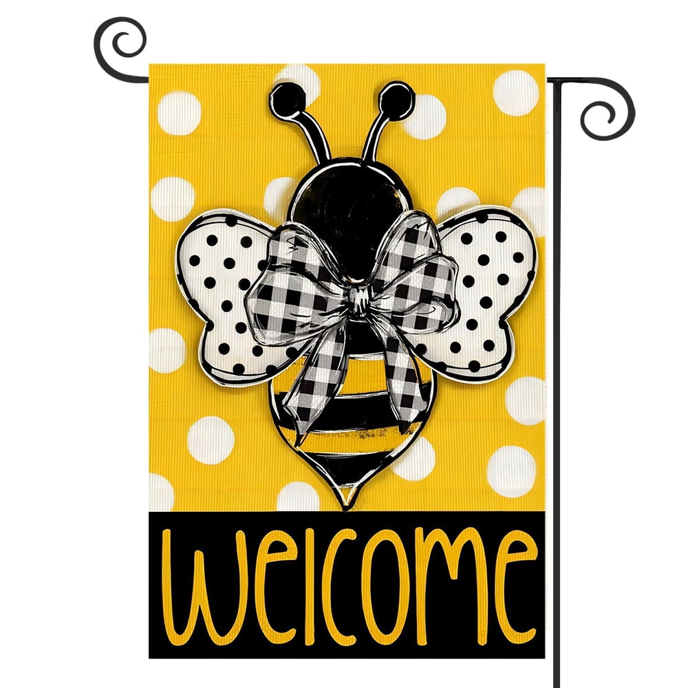 DMERBYL Summer Garden Flag Bee Polka Dots 12x18 Inch Double Sided for ...