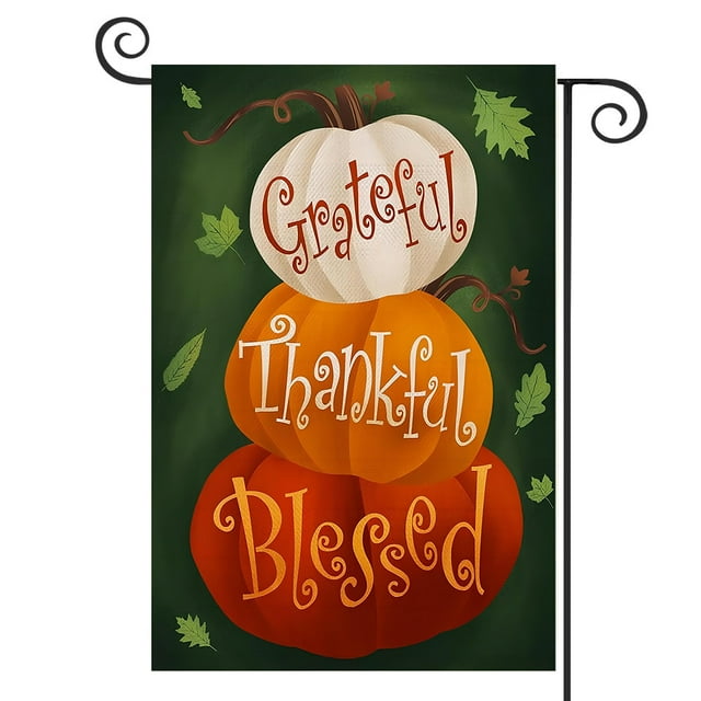 DMERBYL Thanksgiving Grateful Thankful Blessed Garden Flag Double Sided ...