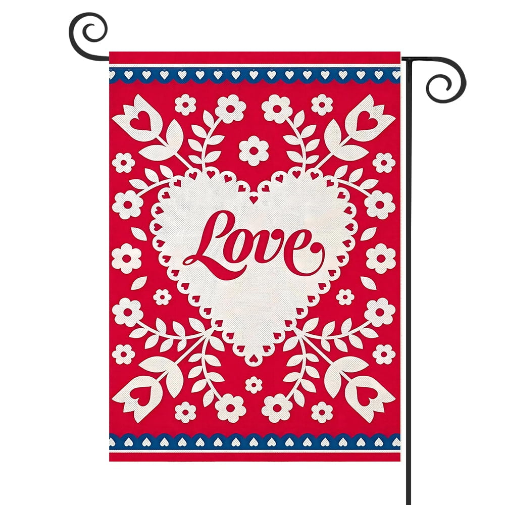 DMERBYL Valentines Day Garden Flags for Outside 12x18 Inch Double Sided ...