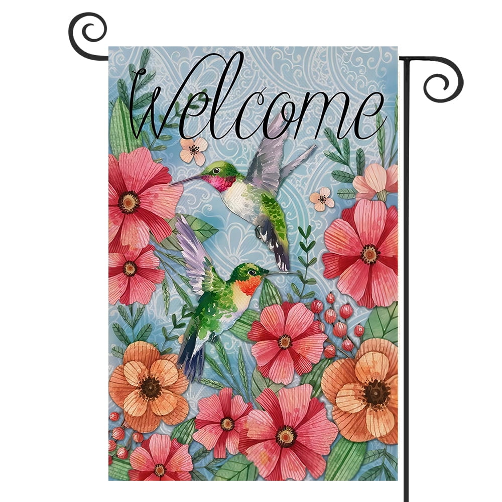 DMERBYL Welcome Spring Garden Flag Hummingbird, Decorative House Yard ...