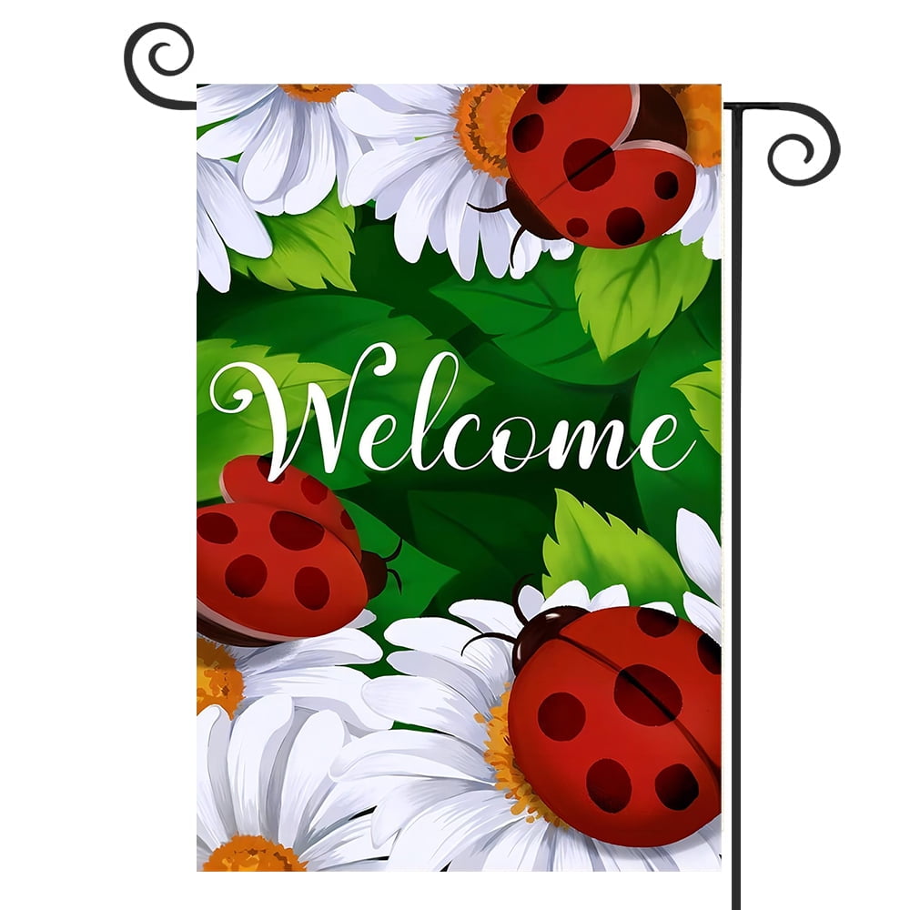 DMERBYL Welcome Summer Garden Flag 12x18 Double Sided Burlap Vertical ...