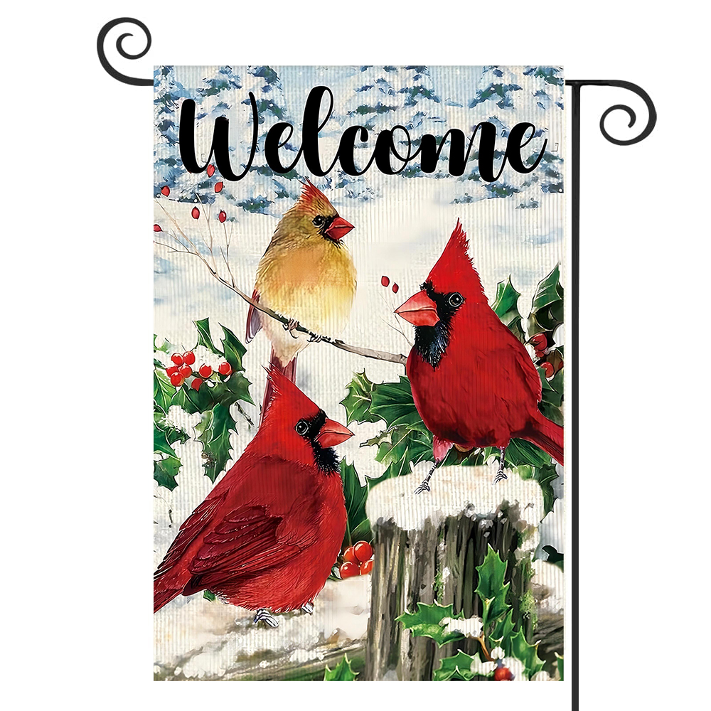 DMERBYL Welcome Winter Cardinal Birds Garden Flag 12×18 Inch Double ...