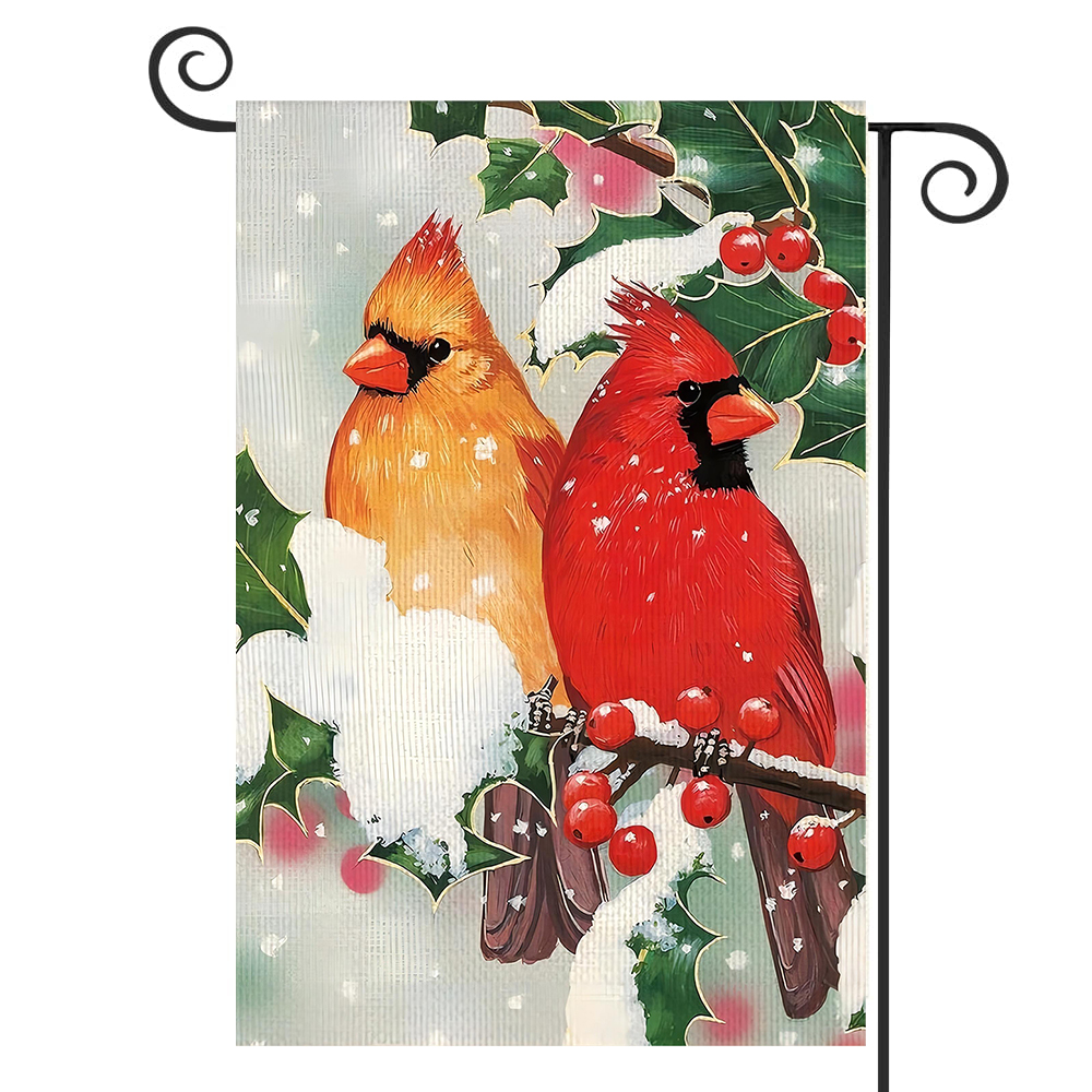 Toland Home Garden Winter Wonderland Cardinal Bird Winter Flag Double ...