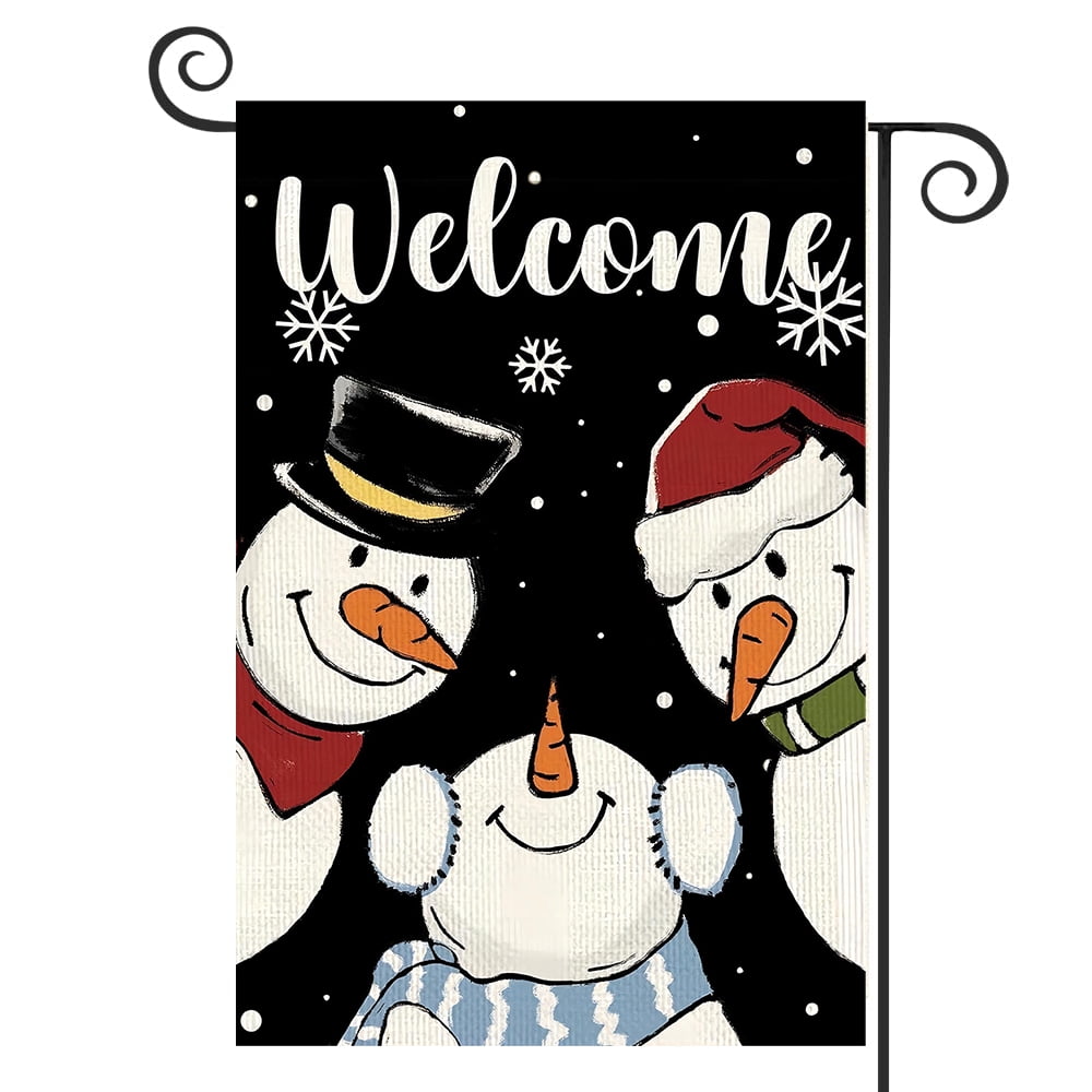 DMERBYL Winter Welcome Snowman Garden Flag Snowflake Garden Flag 12×18 ...