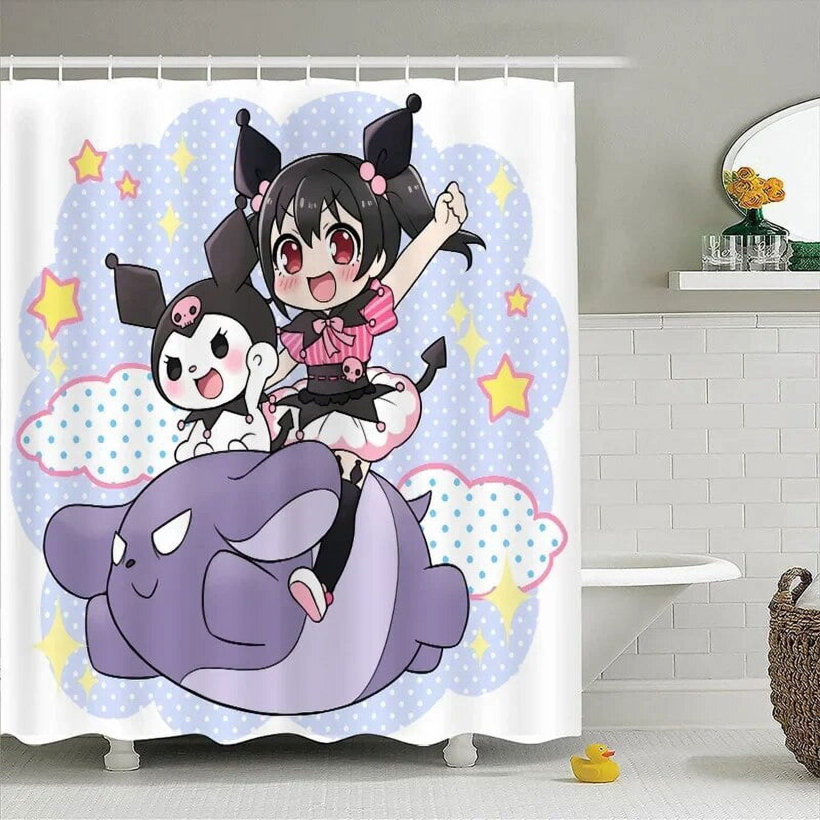 180-200cm Sanrio Kuromi Anime Plush Cartoon Shower Curtains Shower ...