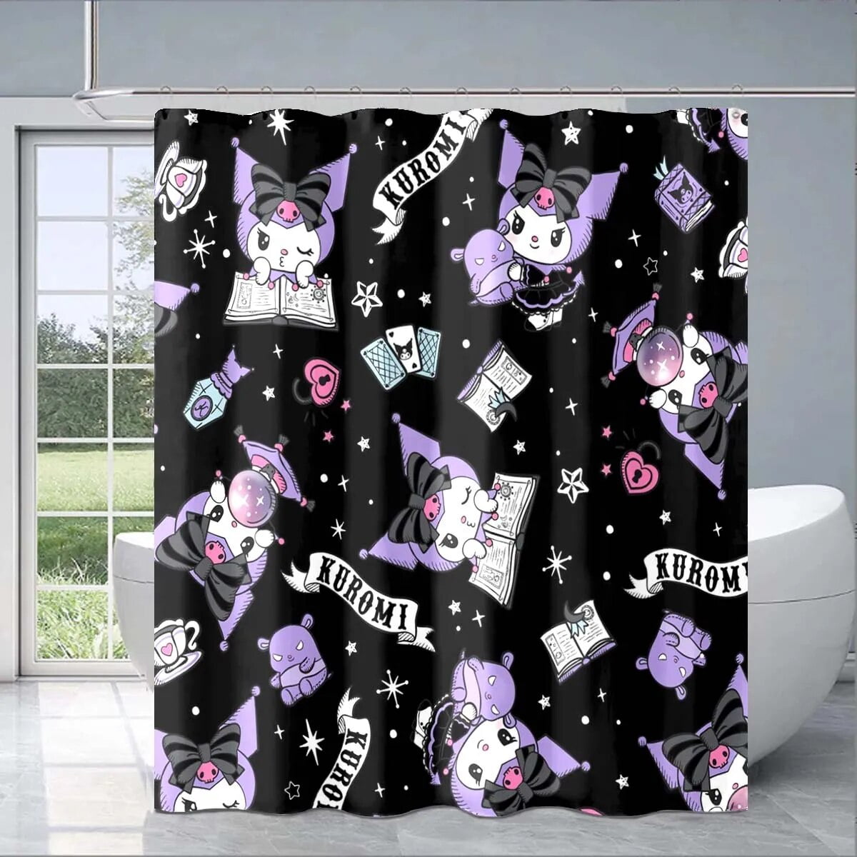 Dmh 8 Size Cute Kuromi Cartoon Shower Curtain 3d Printing Waterproof
