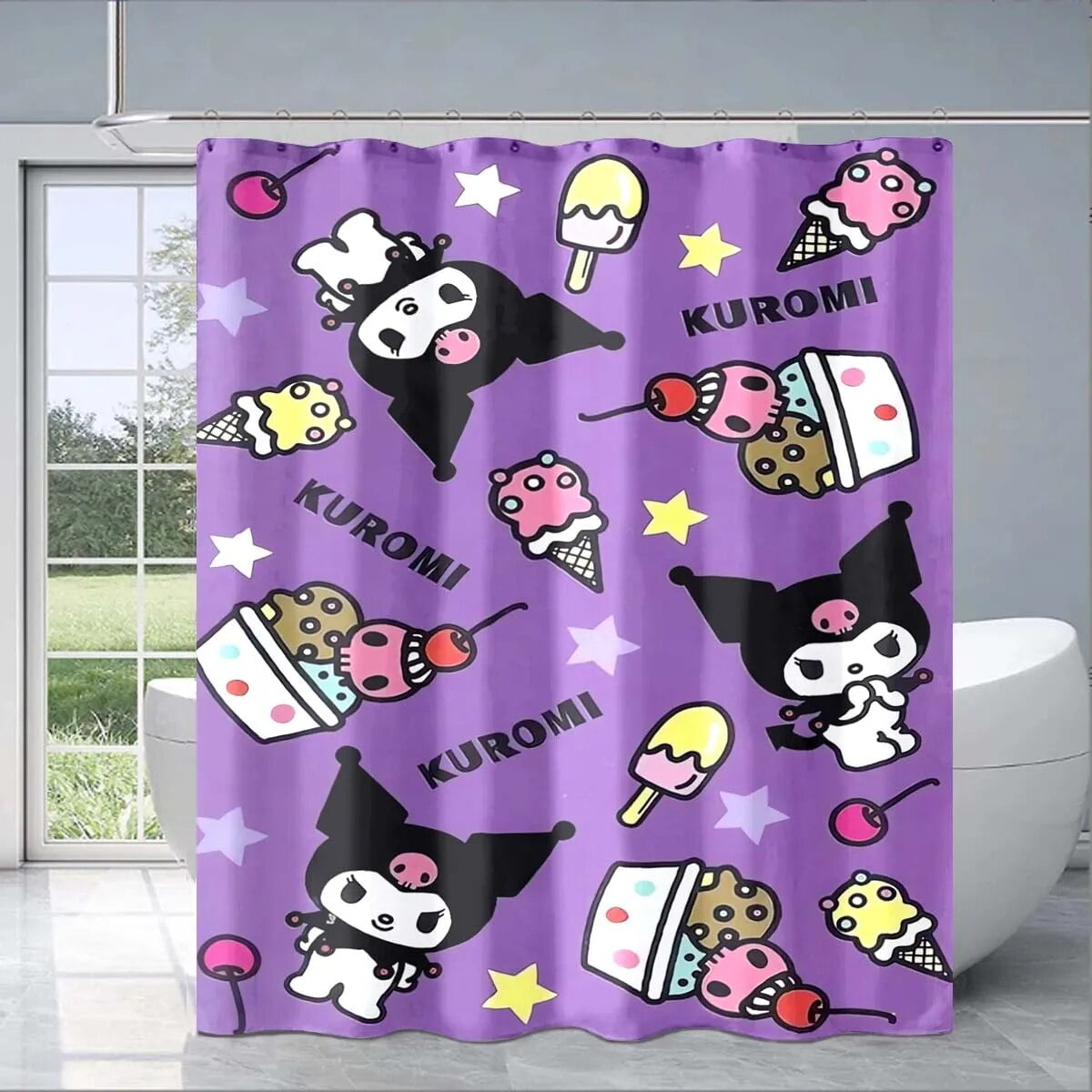 DMH 8 Size Cute Kuromi Cartoon Shower Curtain 3D Printing Waterproof ...