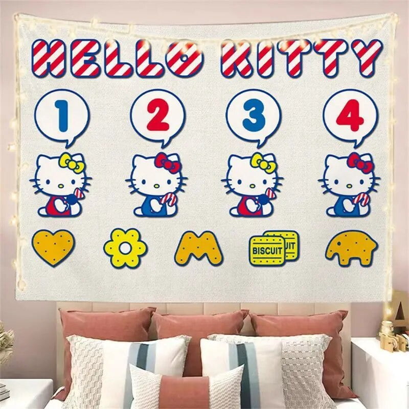 DMH Hello Kitty Cartoon Tapestry Home Decor Kawaii Girls Student ...
