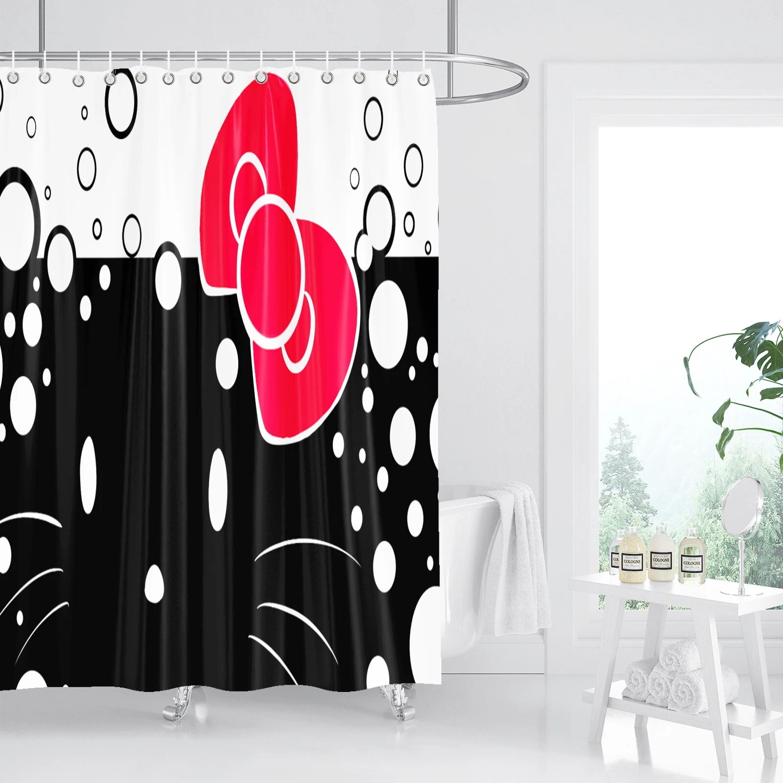 DMH Hello Kitty Tuya Bathroom Bath Curtain Shower Set For Decor White ...