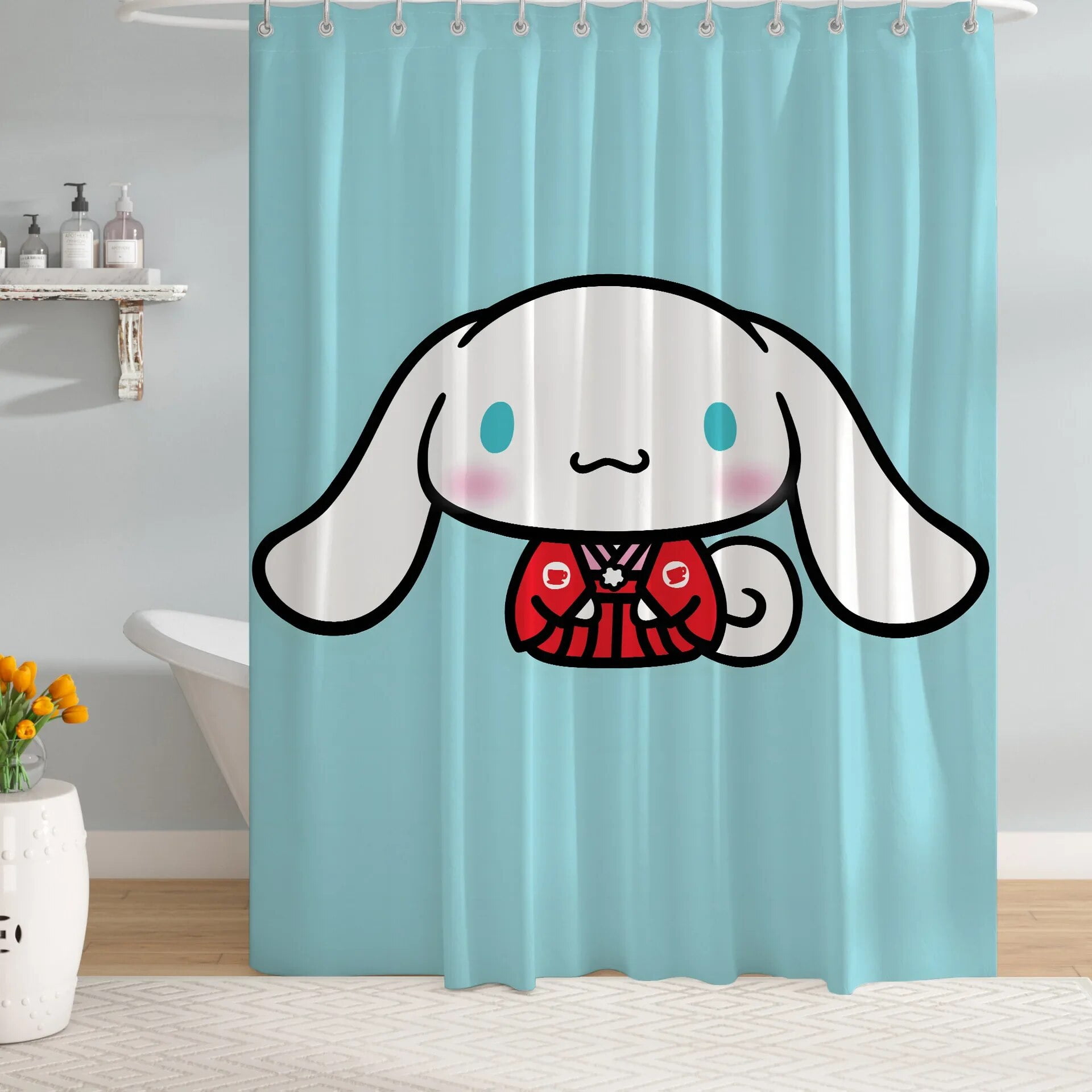 Dmh Sanrios Kawaii Green Kerokero Keroppi Cartoon Shower Curtains