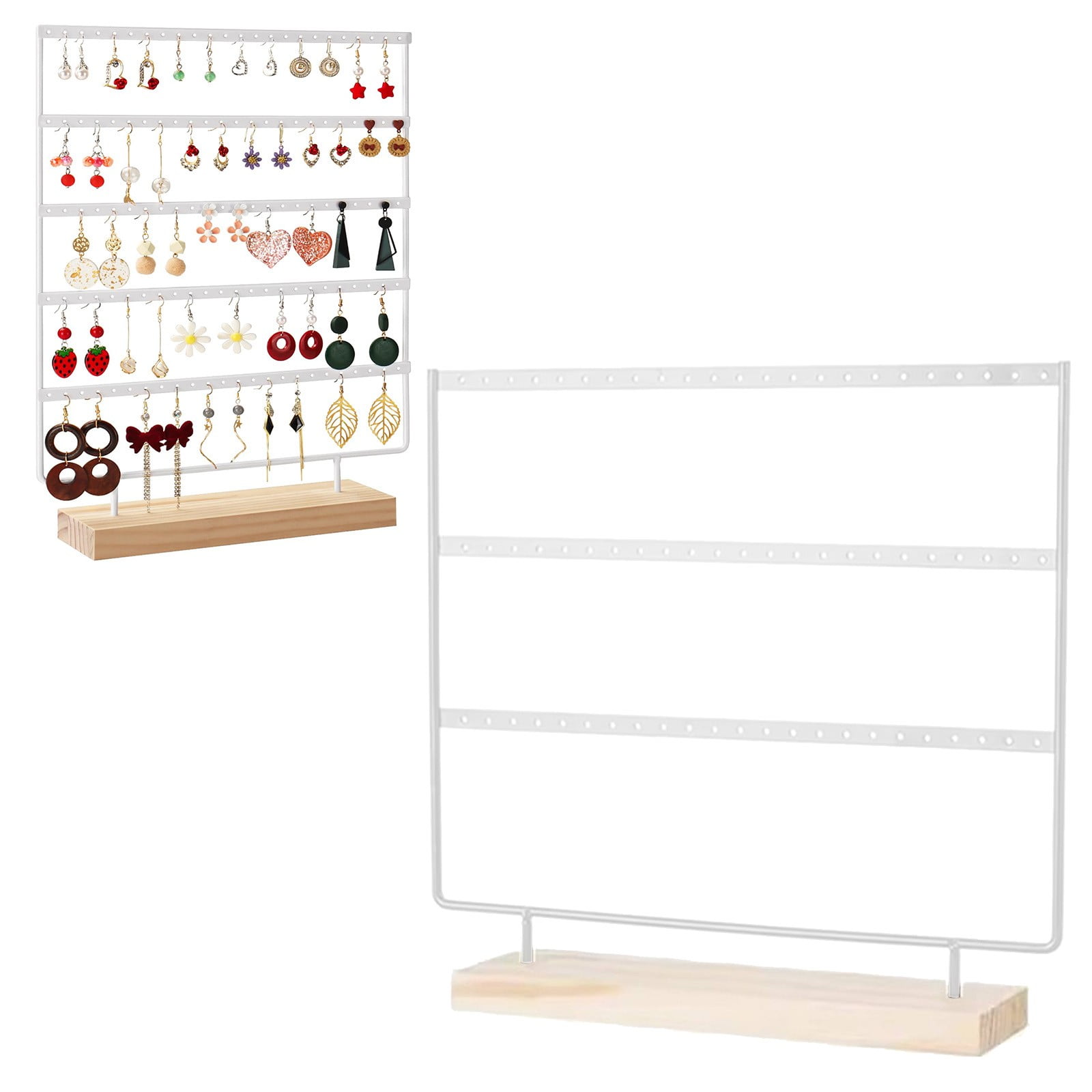 DMHW74S 120 Slot Earring Holder Wooden And Painted Metal Bracket (black ...