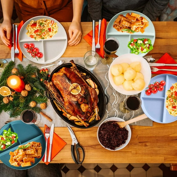 DMHW74S 2 Piece T Grid Plate And 4 Grid Plate Colorful Household Dinner ...