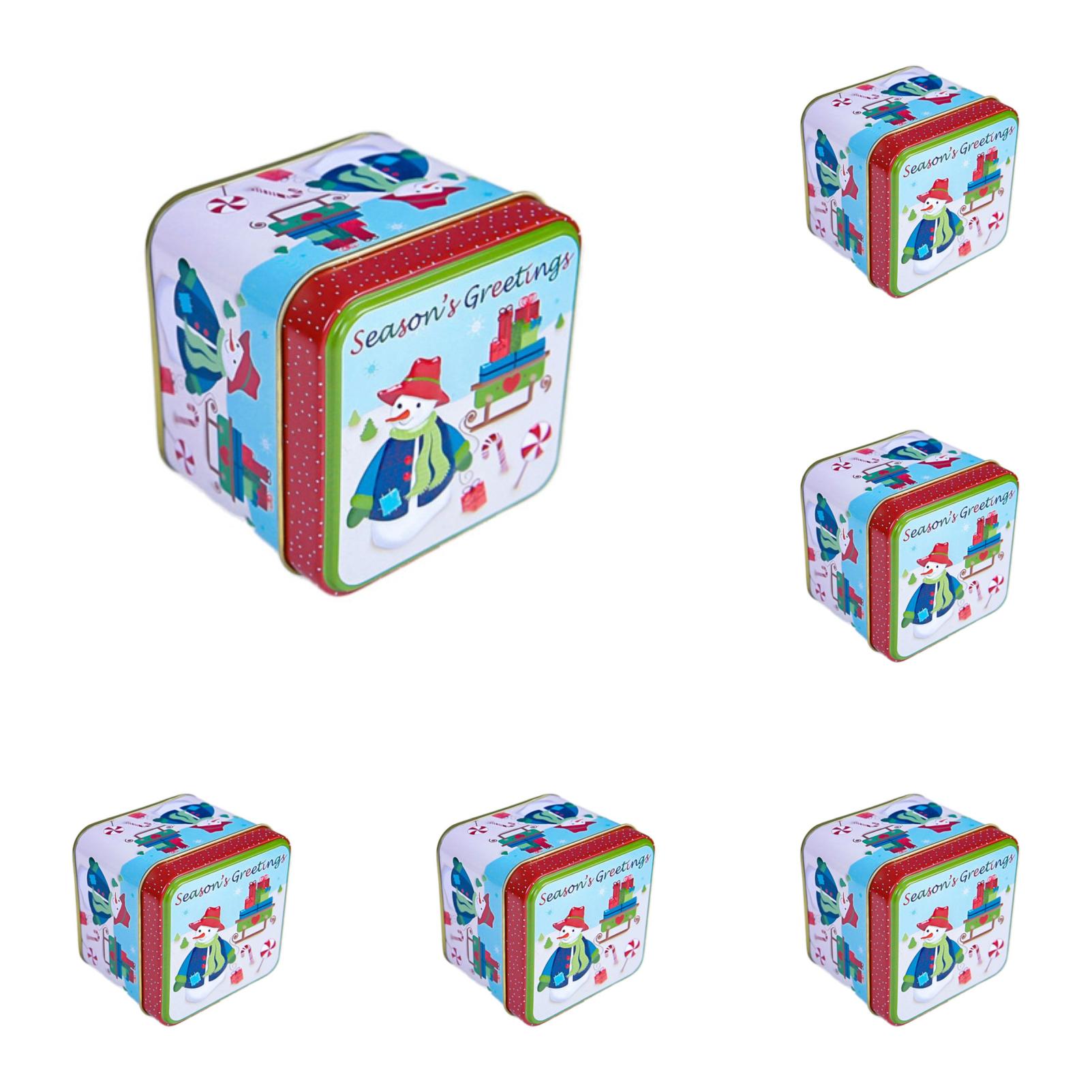 DMHW74S ‌Christmas Gift Storage Tins - Empty Square Cookie Cans with ...