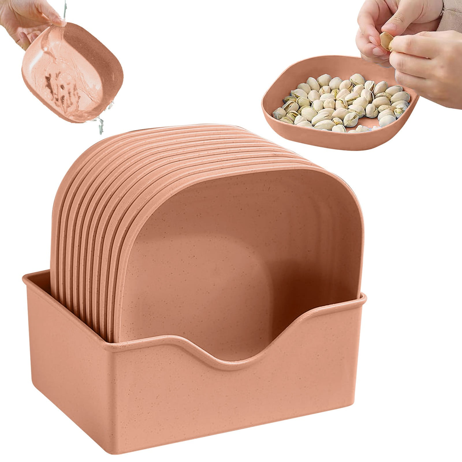 DMHW74S Fruit Tray with Base Thickened Deep Square Dish Pink 10pcs ...