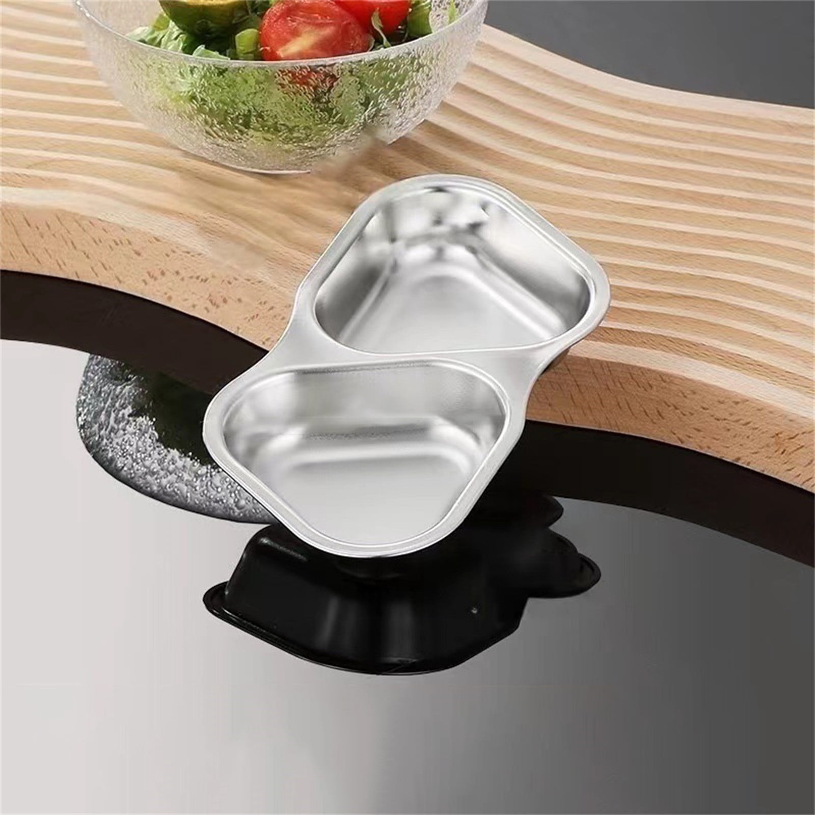 DMHW74S Stainless Dish Divided Dipping Plates Divided Seasoning Dip ...