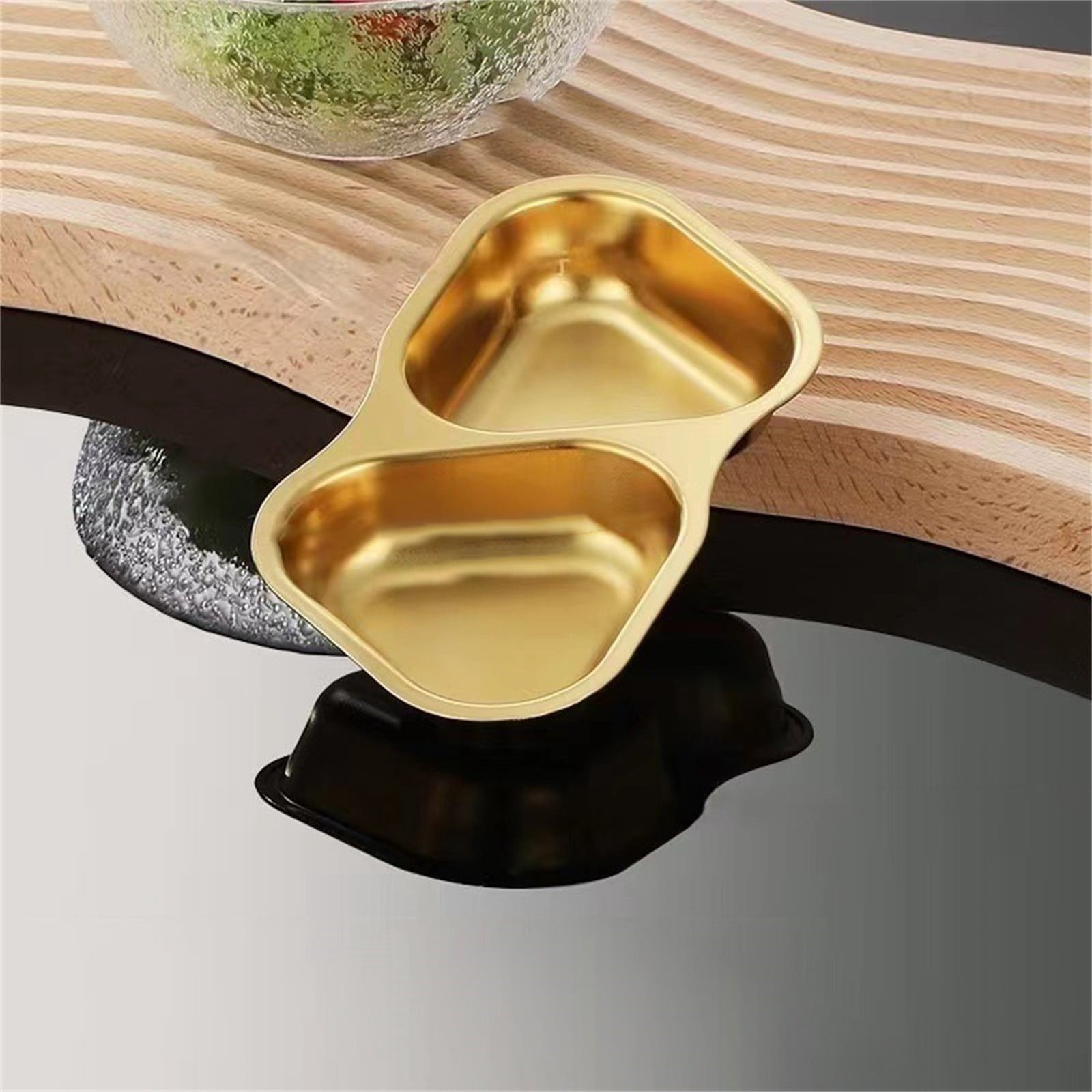 DMHW74S Stainless Dish Divided Dipping Plates Divided Seasoning Dip ...