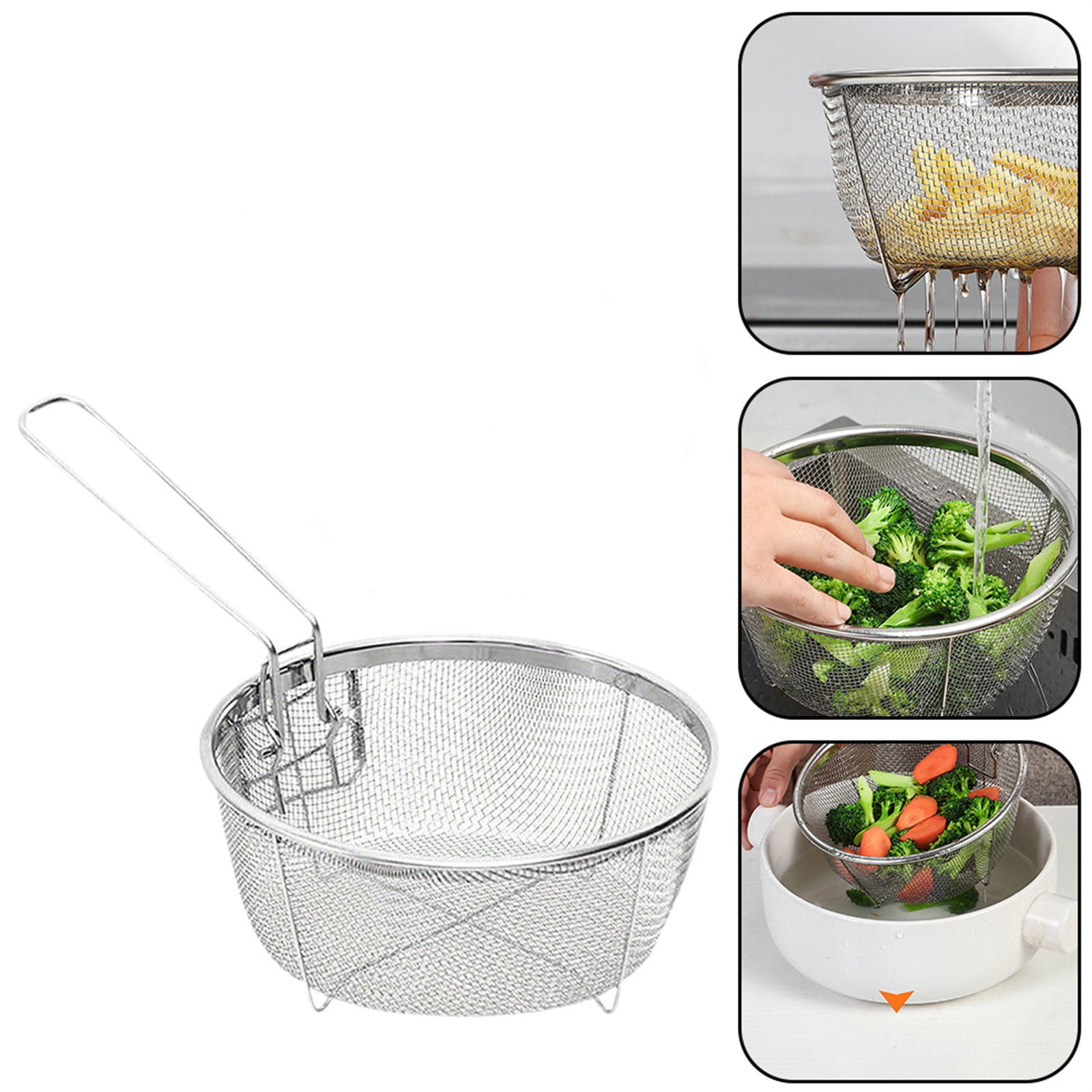DMHW74S Stainless Fry Basket Wire Mesh Chip Frying Serving Basket With ...