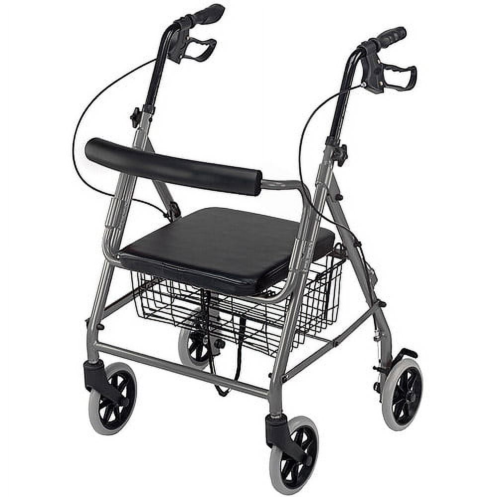 DMI® Adjustable Aluminum Hemi Rollator With Seat, 31 1/2" - 4 1/2" x 24 ...
