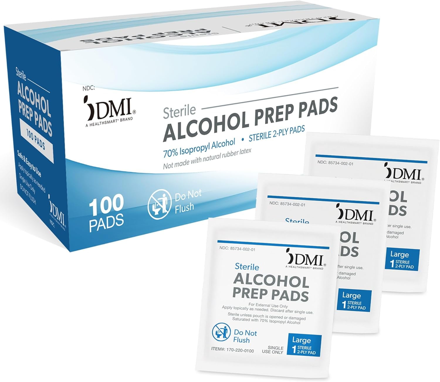 DMI Alcohol Prep Pads, 500 Count (5 Boxes of 100) – 70% Isopropyl ...