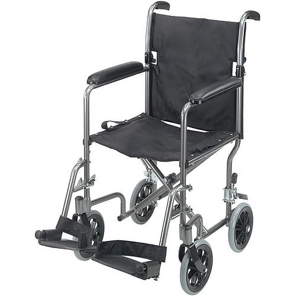 DMI® Lightweight Folding Transport Chair, 37"H x 26"W x 19"D, Titanium ...