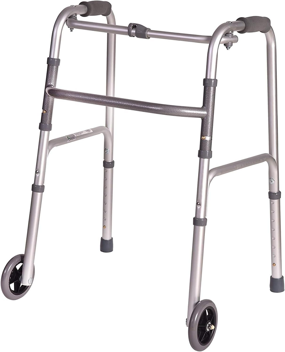 DMI Lightweight Folding Walker with Single Release, Adjustable Height ...