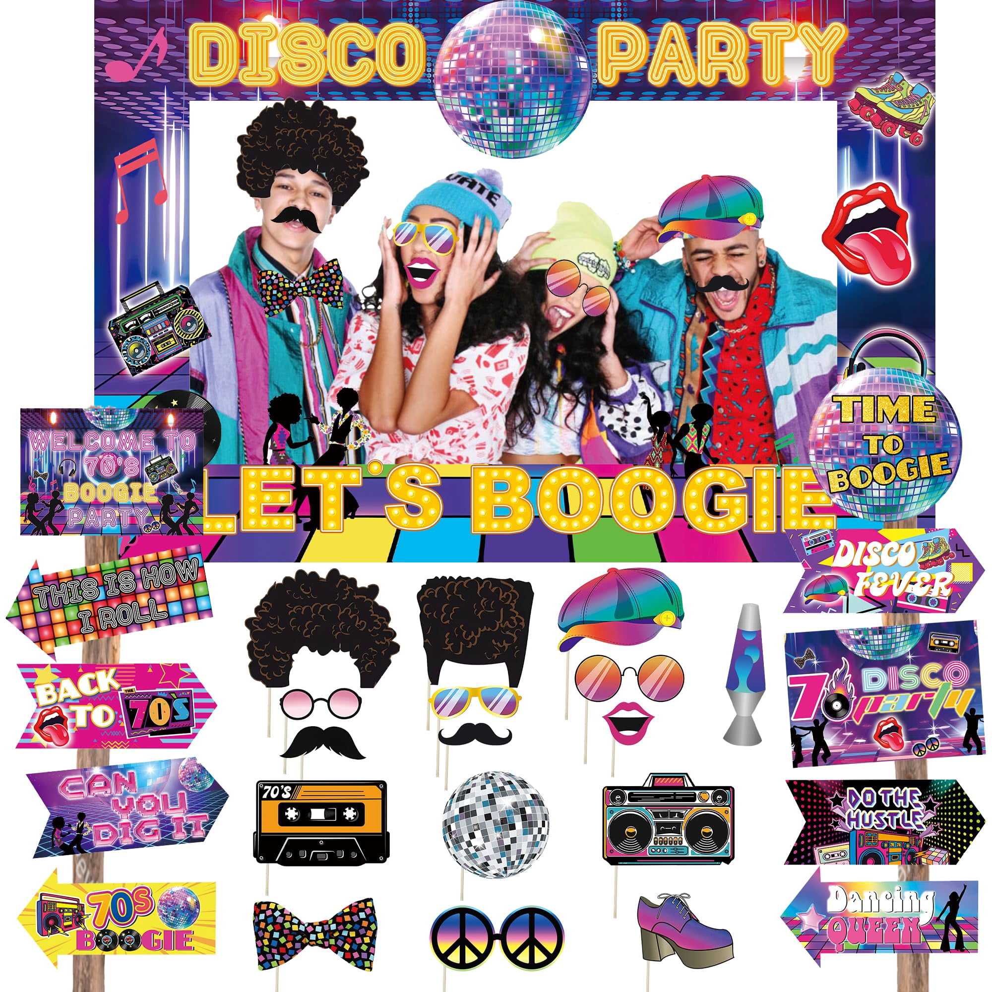 DMIGHT 27Pcs Disco Party MMF7 Decorations, Disco Themed Party Including ...