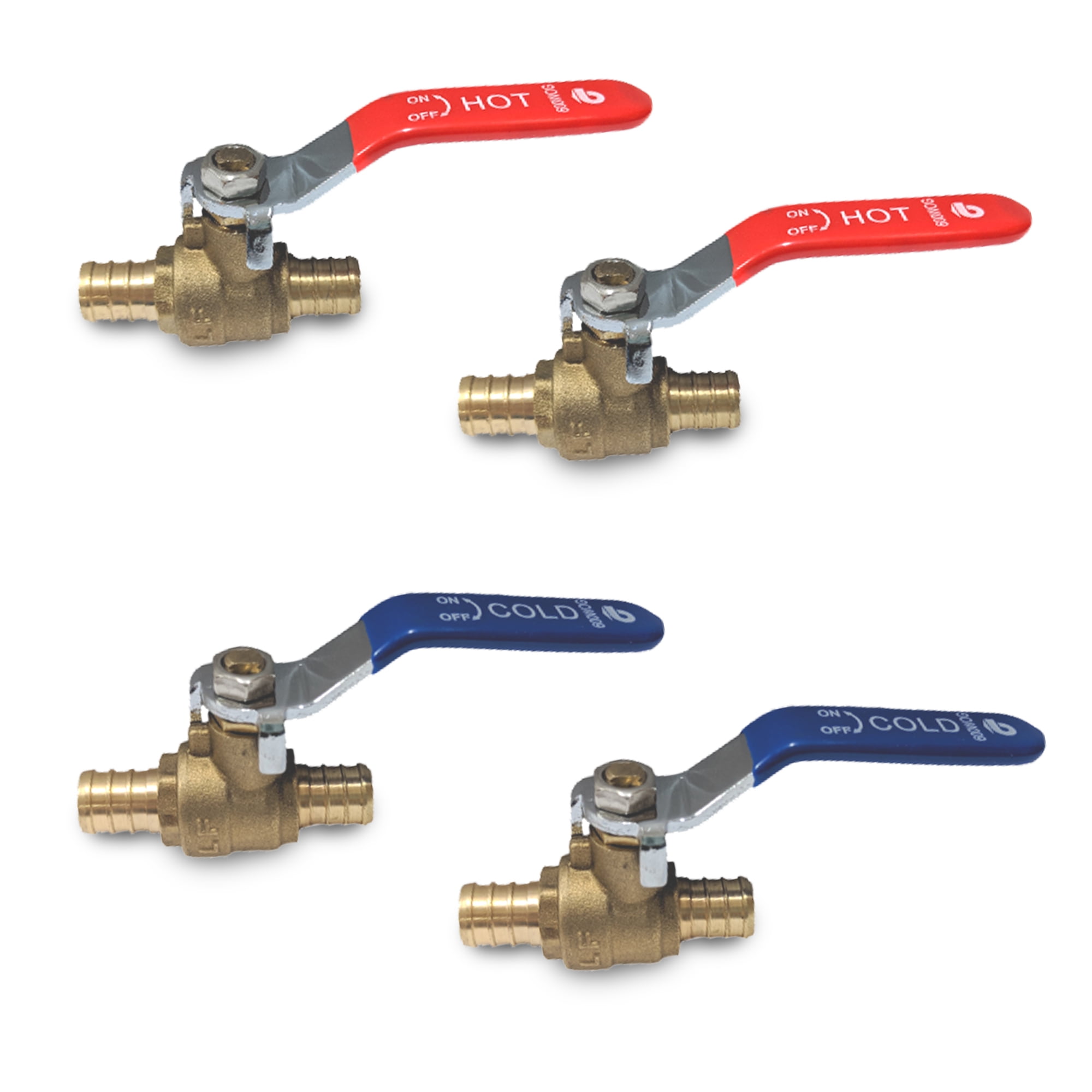 DMNI 1/2" PEX Brass Ball Valve Combo Hot & Cold Crimp Shut-off Valves ...