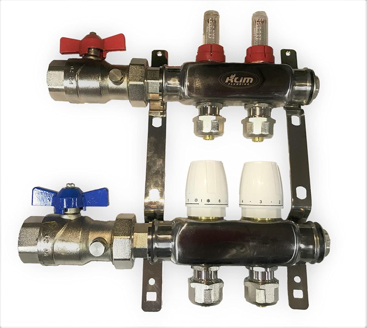 DMNI 2 Loop PEX Plumbing Manifold - 1" Radiant Floor Manifold - 2 Wire ...