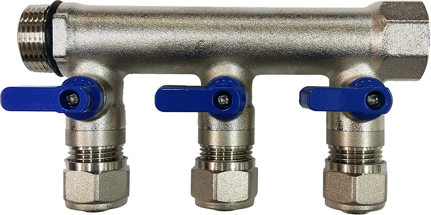 DMNI 3 Loop Port Ball Valve Brass - Pex Manifold - 3/4" NPT Thread ...