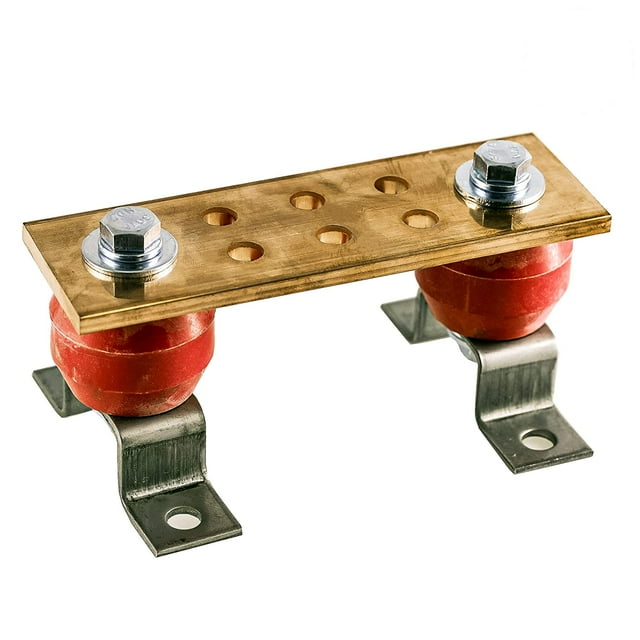 DMNI 6" Copper Ground Bus Bar - Wall Mounted Electrical Ground Bar Kit ...