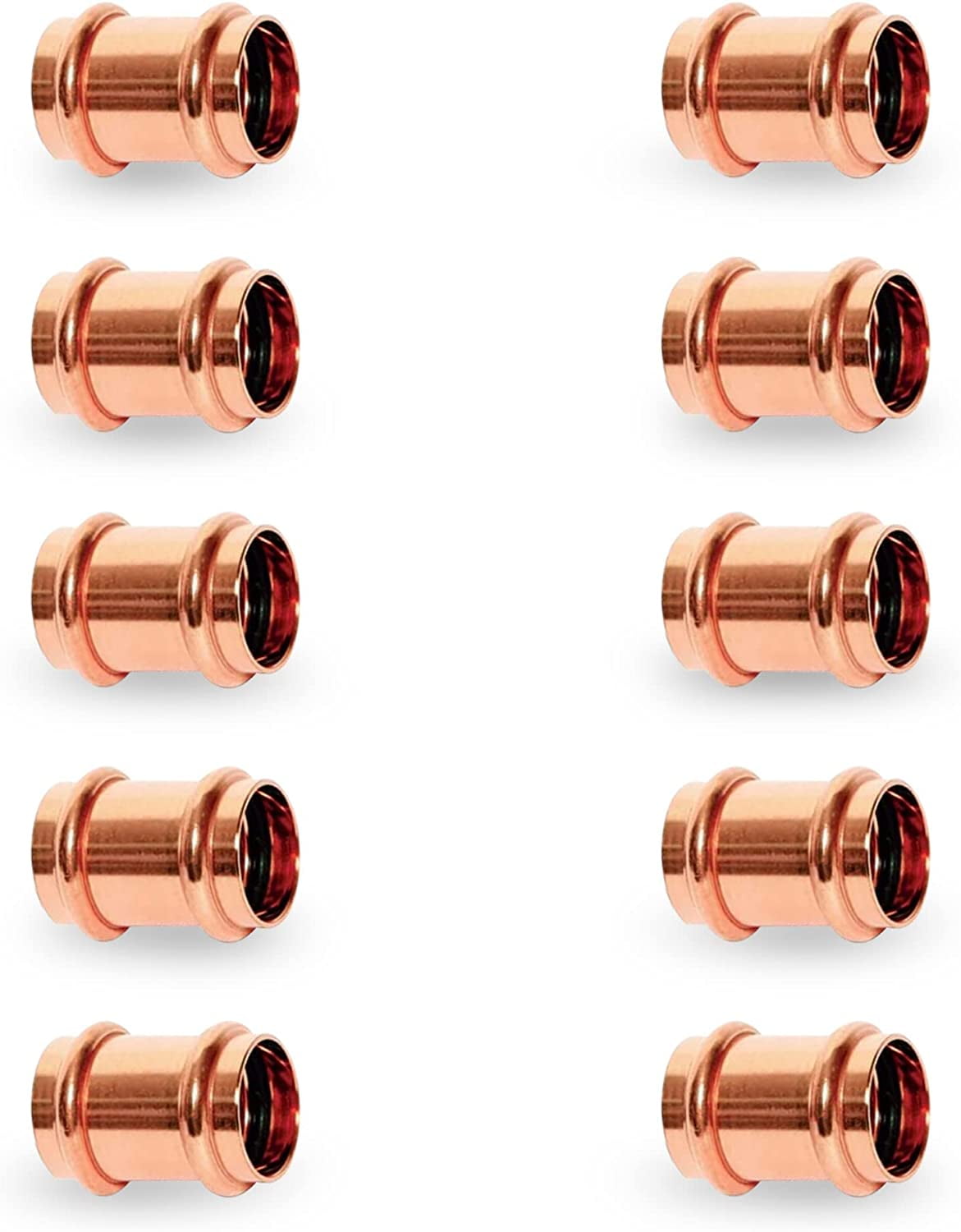 DMNI Propress Copper Pipe Fittings Plumbing Coupling - Pack of 10 – 1/2 ...