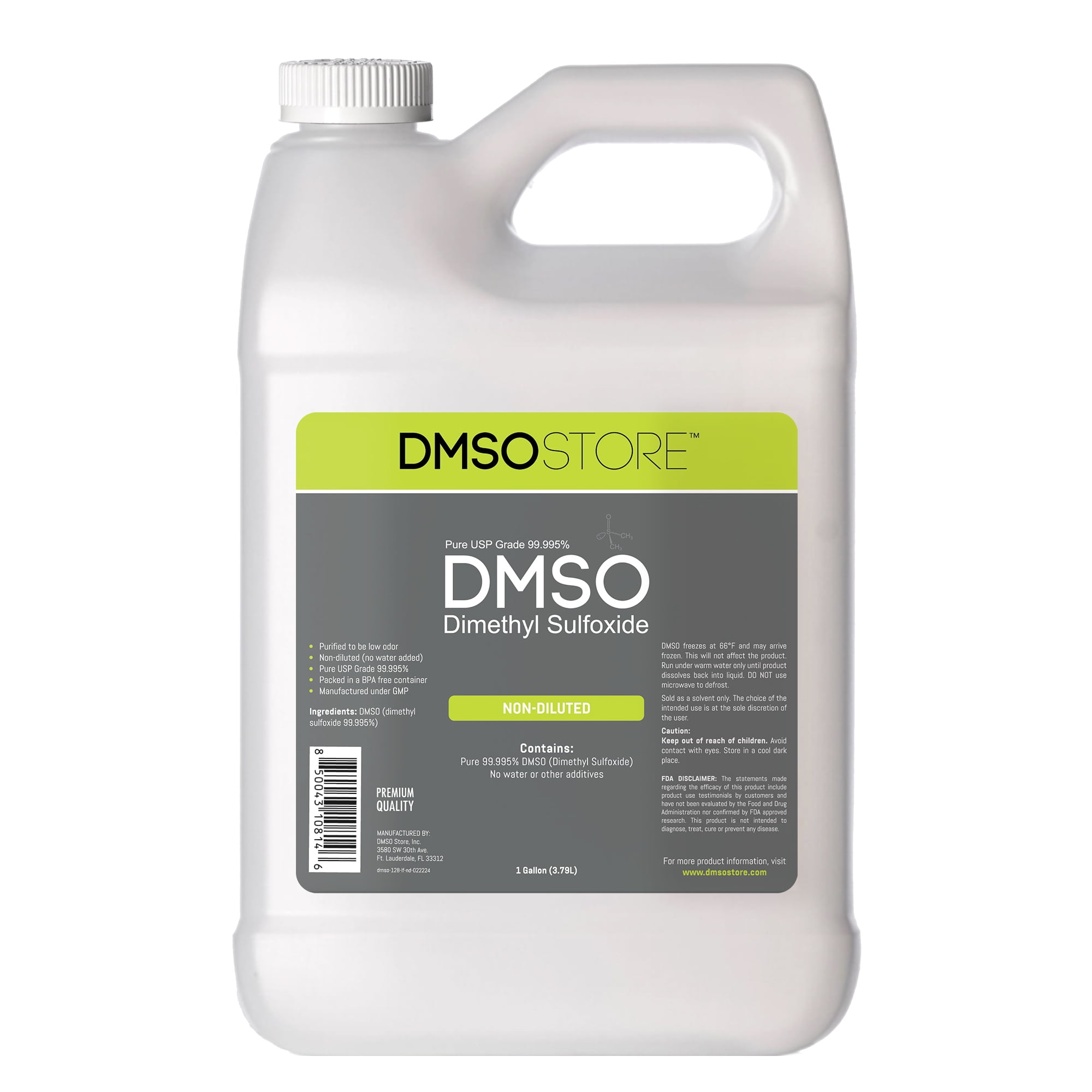 DMSO Pharma Grade Pure 99.995% 1 Gallon Plastic Bottle, Non-Diluted ...